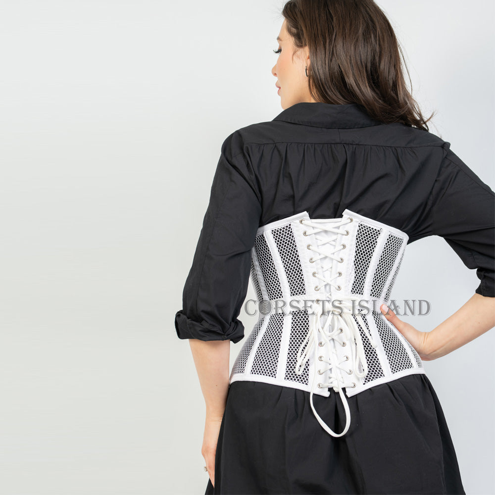 White Mesh Corset | Steel-Boned for Waist Training